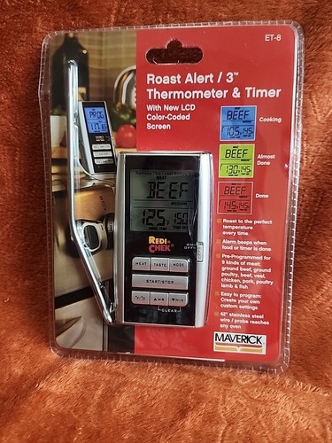 Maverick Roast Alert Roasting Thermometer/Timer Color Coded LCD Screen ...
