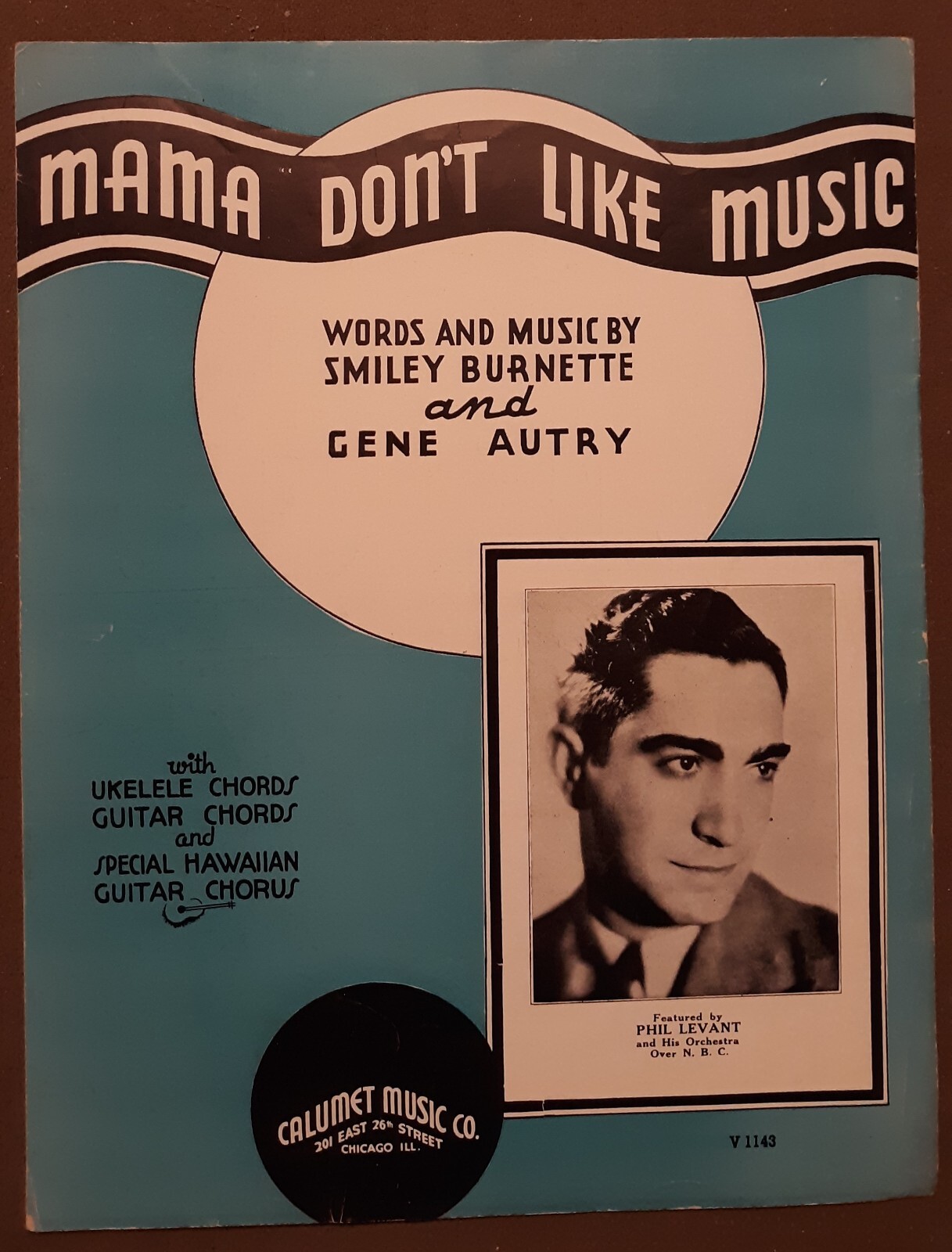 Mama Don't Like Music 1935 sheet music Gene Autry/Smiley Burnette Phil ...