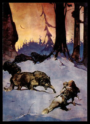 Frank Frazetta Fantasy Art Exotic Pin Up Card 23 Wolf Pack Woman with ...
