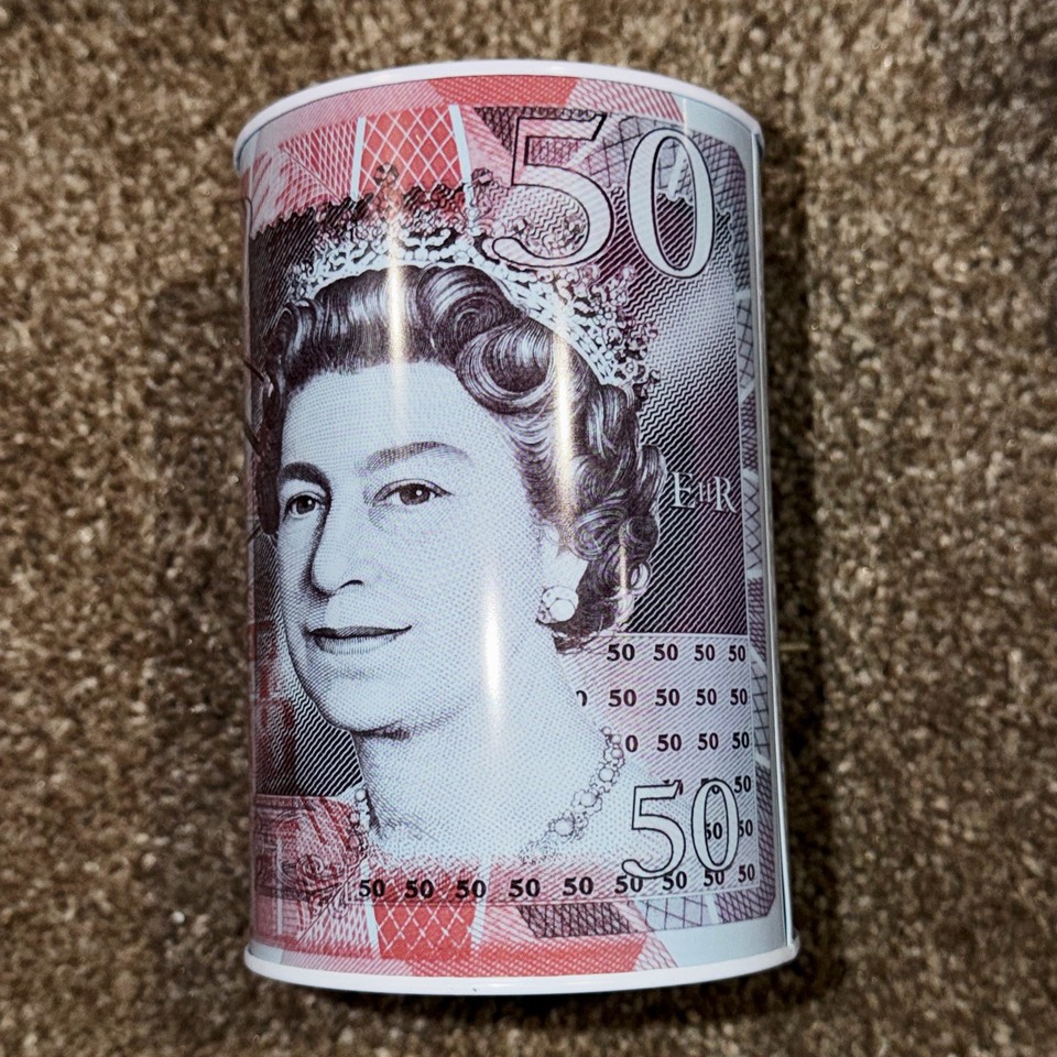 Pack of 4 Money Tin Boxes Tinplate, Multi-Colour, Notes Design Metal ...