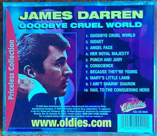 Goodbye Cruel World by James Darren (CD, 2005) Like New Ships 1st Class ...