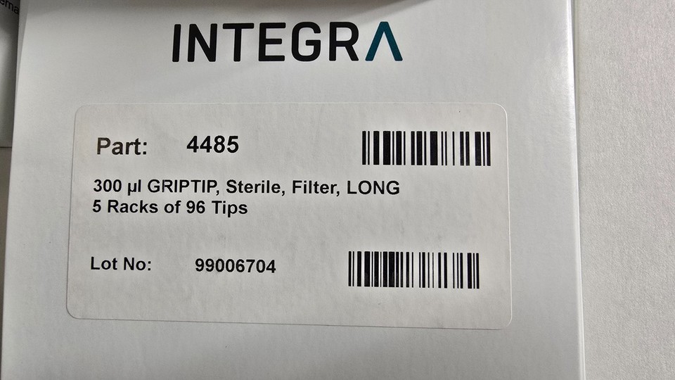 INTEGRA GripTips Pipette Tips 300µl, Filtered, Long, 4485, 5 Racks 96 ...