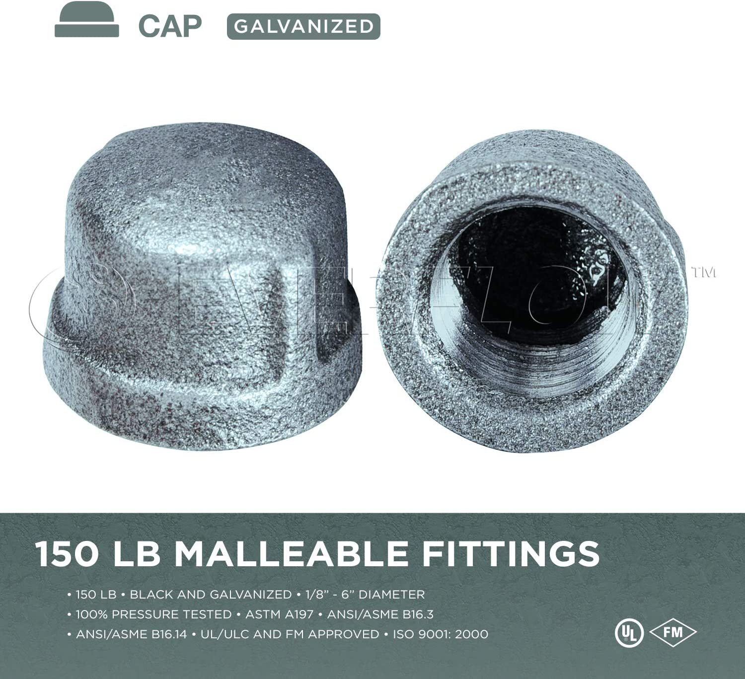 Supply Giant HNDQ0212 2-1/2" Galvanized Malleable Iron Pipe Cap for 150 ...