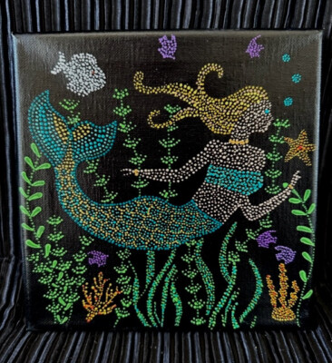 MERMAID PAINTING MERMAID DOT PAINTING PAINTED MERMAID BEACH DECOR | eBay