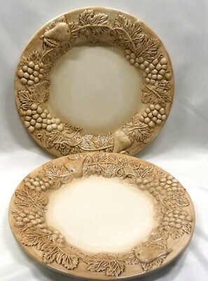Euro Ceramica Inc Vineyard Dinner Plates x2 Embossed Grapes Leaves on ...