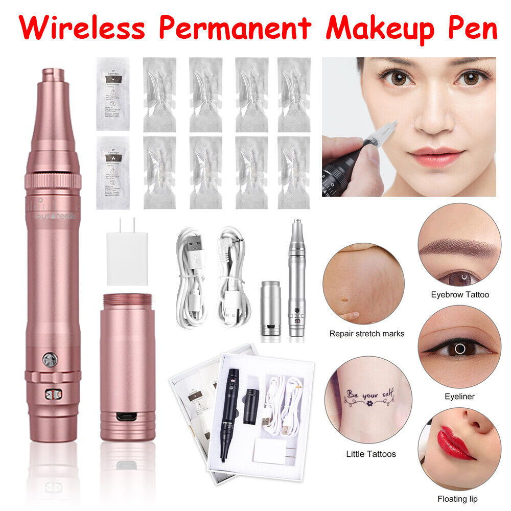 Wireless Permanent Makeup Pen Eyebrows Lips Tattoo Machine SPMU Needles ...