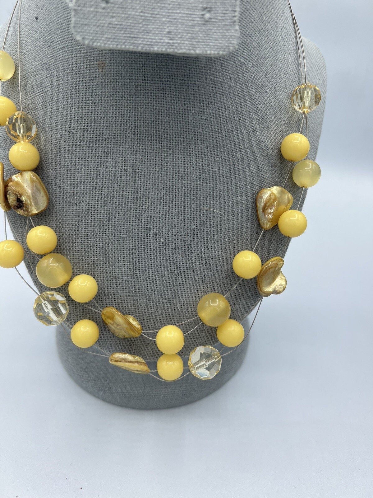 Abalone Seashell & Yellow Bead Necklace, Double Stran… - Gem