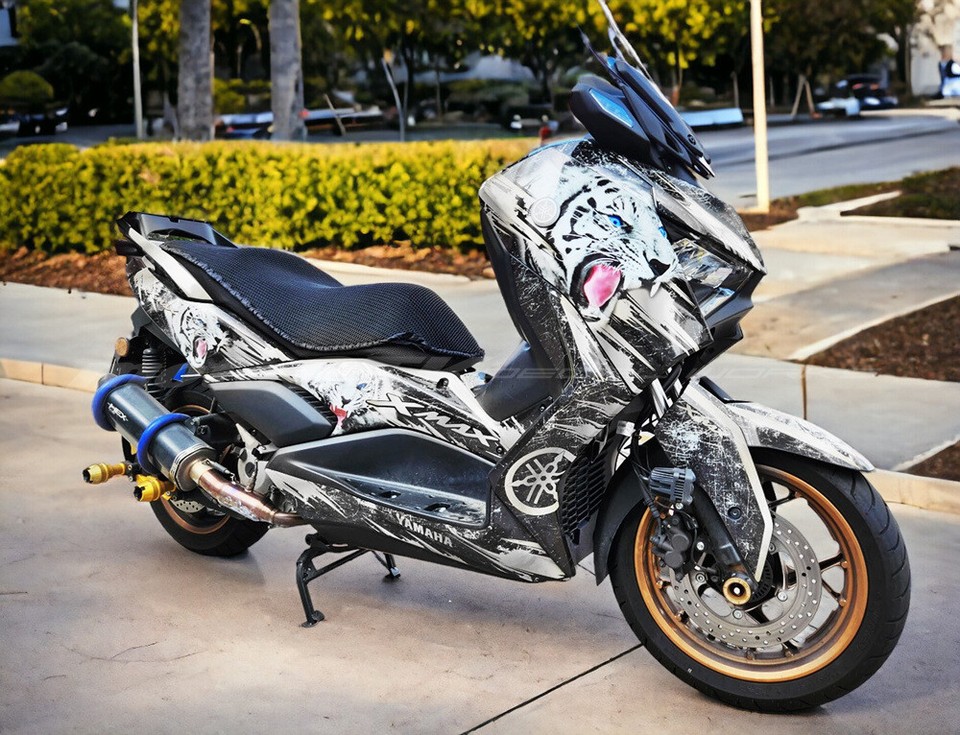 XMAX 125 250 300 400 motorcycle stickers decals Tiger White graphics ...
