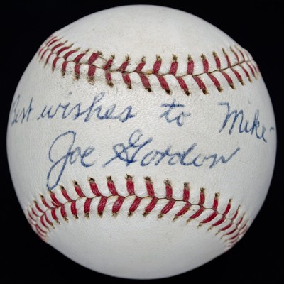 Joe Gordon Single Signed ONL Baseball - The Highest Graded Example! PSA ...