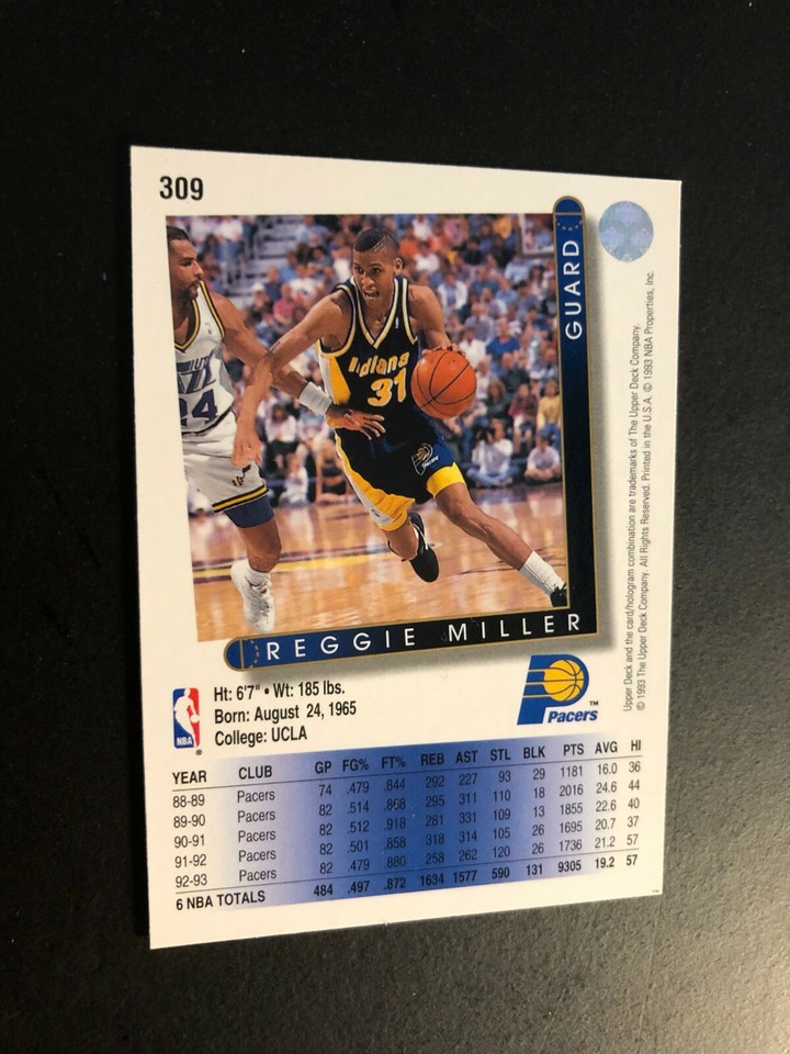 1993 REGGIE MILLER Upper Deck Basketball Card # 309 Made in USA | eBay