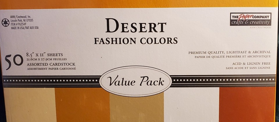 New In Pack The Paper Company 50 Sheet Pack Cardstock Desert Colors ...