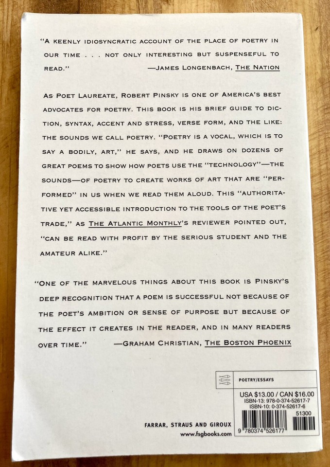 The Sounds of Poetry: A Brief Guide by Robert Pinsky (1999, Trade ...