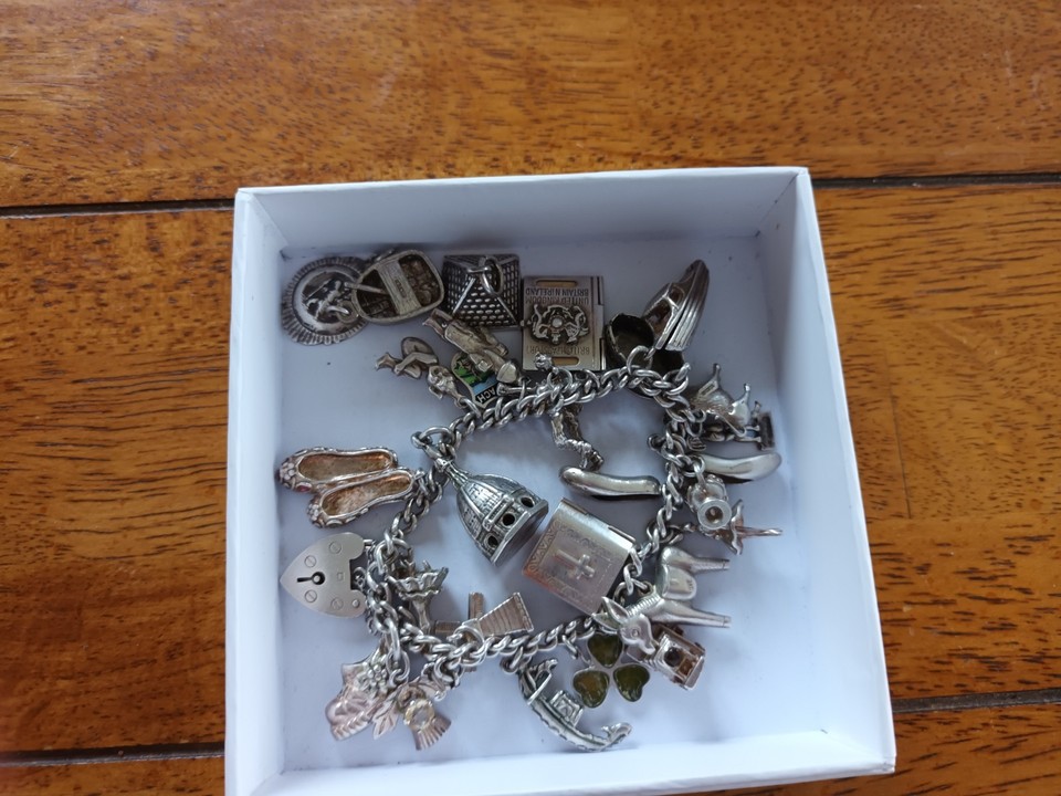 REDUCED! Genuine Silver 23 Charms Bracelet Vintage 1960/ 70 +3 Separate ...