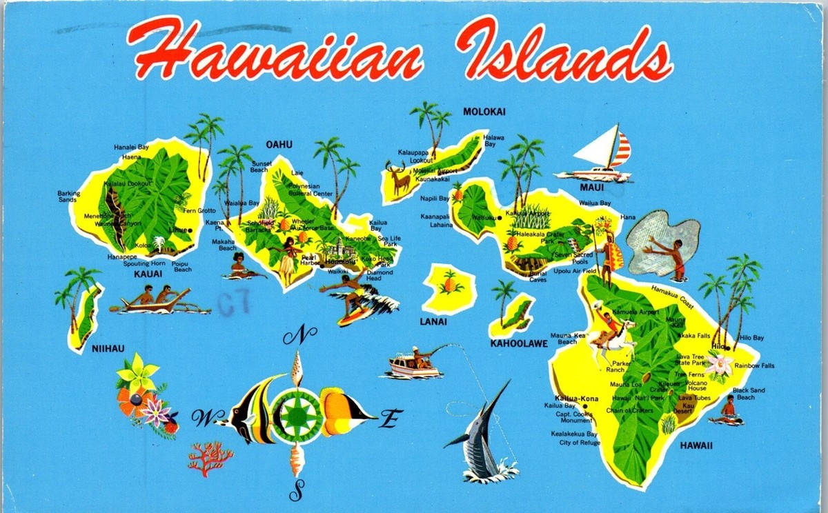 Postcards Hawaii Layout Hawai'i State Mini Map Xplorer Maps