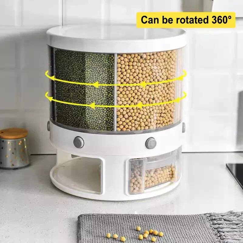 6 Slots Rice Grain Cereal Dispenser 22Ibs Kitchen Dry Food Storage ...
