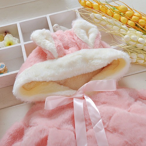 Kids Baby Girls Warm Cape outerwear Hooded Coral Velvet coat Newborn ...