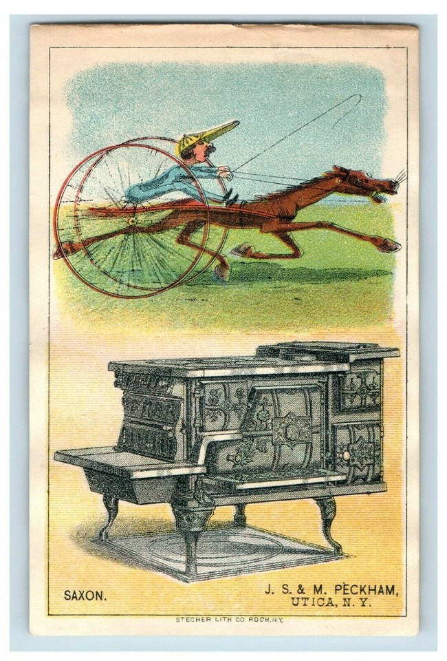 1880s-90s J.S & M. Peckham Stoves Horse Racing Saxon Wood Cook C. Hydon ...