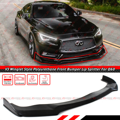 For 17-22 INFINITI Q60 V37 PU V3 Winglet Style Front Bumper Lip Spoiler ...