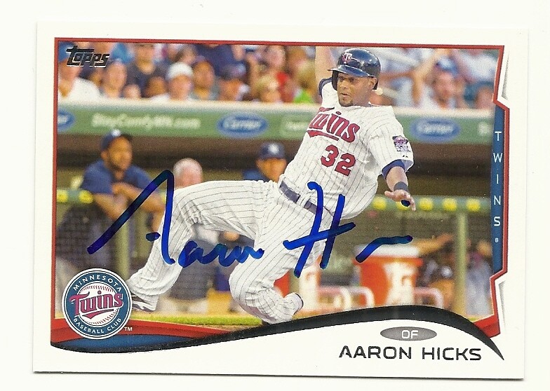 2014 TOPPS 12 AARON HICKS YANKEES TWINS AUTOGRAPHED SIGNED BASEBALL ...