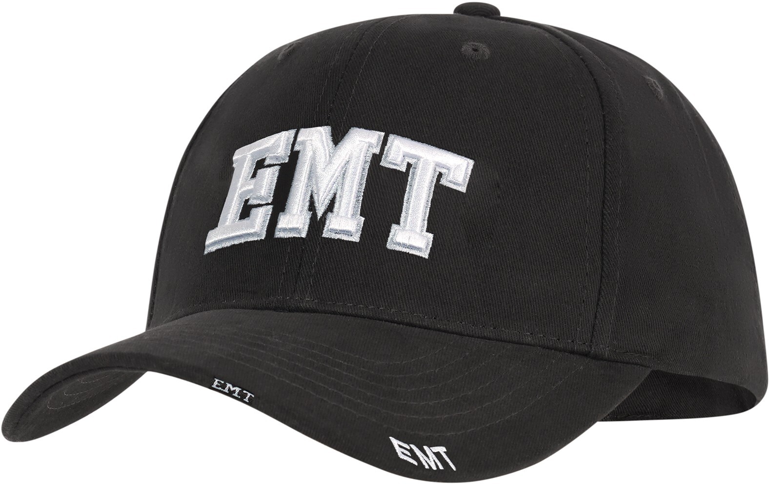 Black EMT Cap Deluxe 6 Panel Adjustable Hat Medic EMS Uniform ...