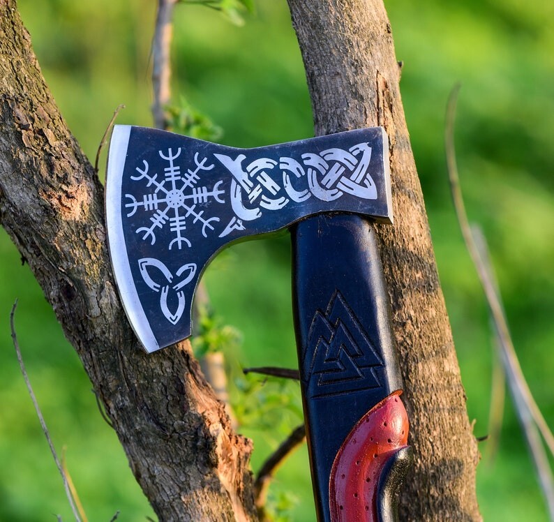 CUSTOM HAND MADE VIKING AXE HATCHET INTEGRAL TOMAHAWK HIGH CARBON STEEL ...