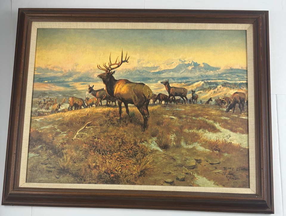 1980's Charles M. Russell "Exalted Ruler" Giclee on Canvas Framed ...