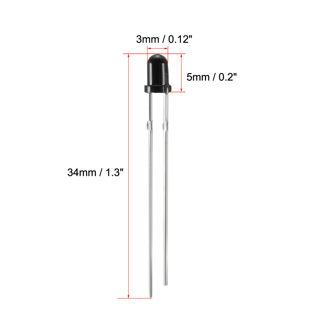 10pcs Photodiodes Light Sensitive Sensors ,3mm Black Round Head ...