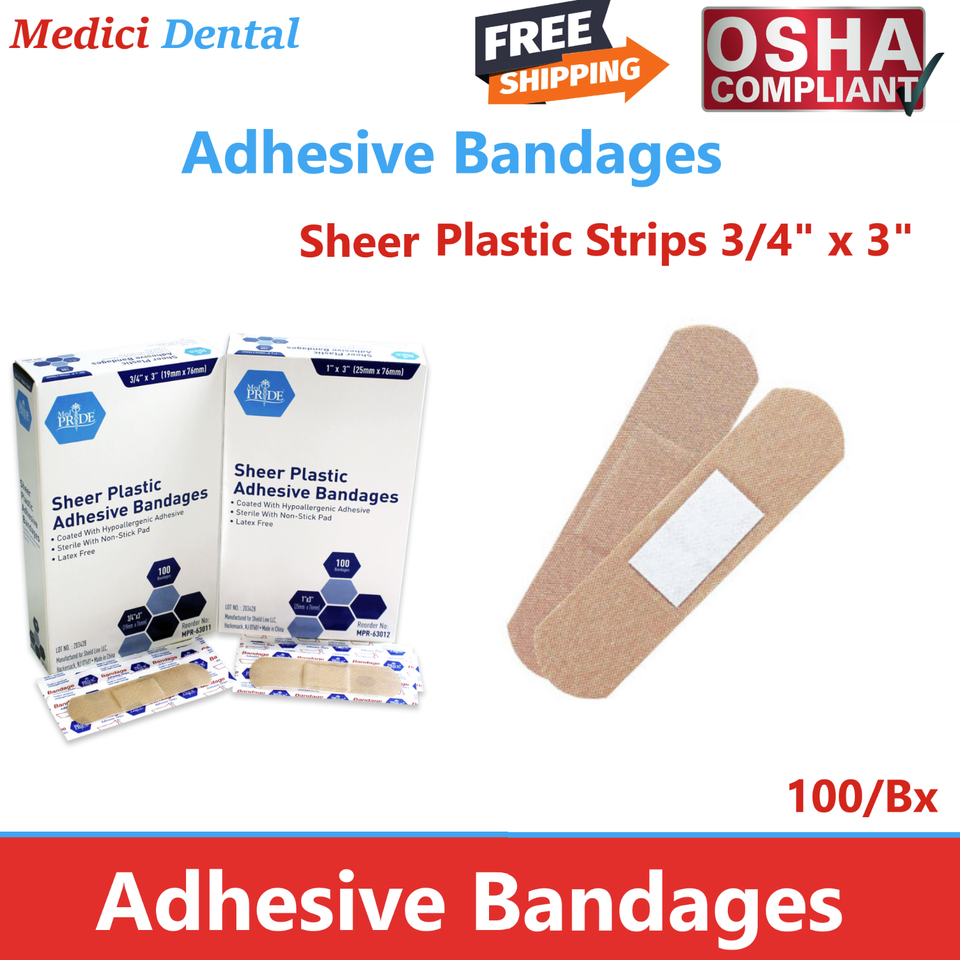 Adhesive Bandage - Fabric Bandages 3/4" x 3", Sterile, 100/Pack Bandaid ...