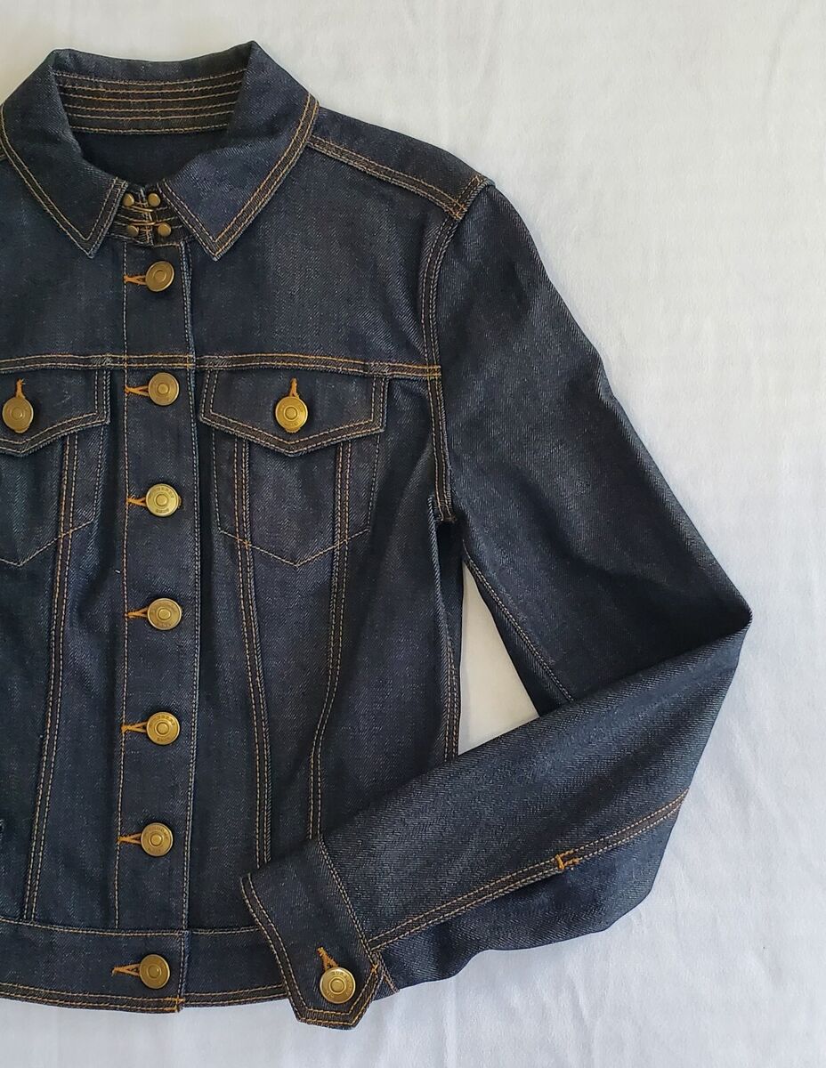 NWOT BURBERRY BRIT SELVEDGE BLUE RAW DENIM TRUCKER JACKET NWOT BURBERRY BRIT SELVEDGE BLUE RAW DENIM TRUCKER JACKET