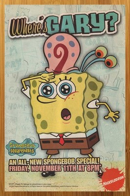 2005 Spongebob Squarepants Where's Gary? Print Ad/Poster Nickelodeon 00s Kid Art | eBay