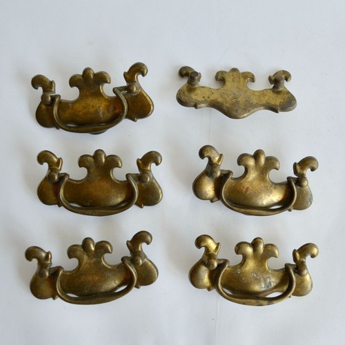 Lot 6 Vintage Brass Drawer Pulls Drop Bail Bat Wing Chippendale 3677 ...