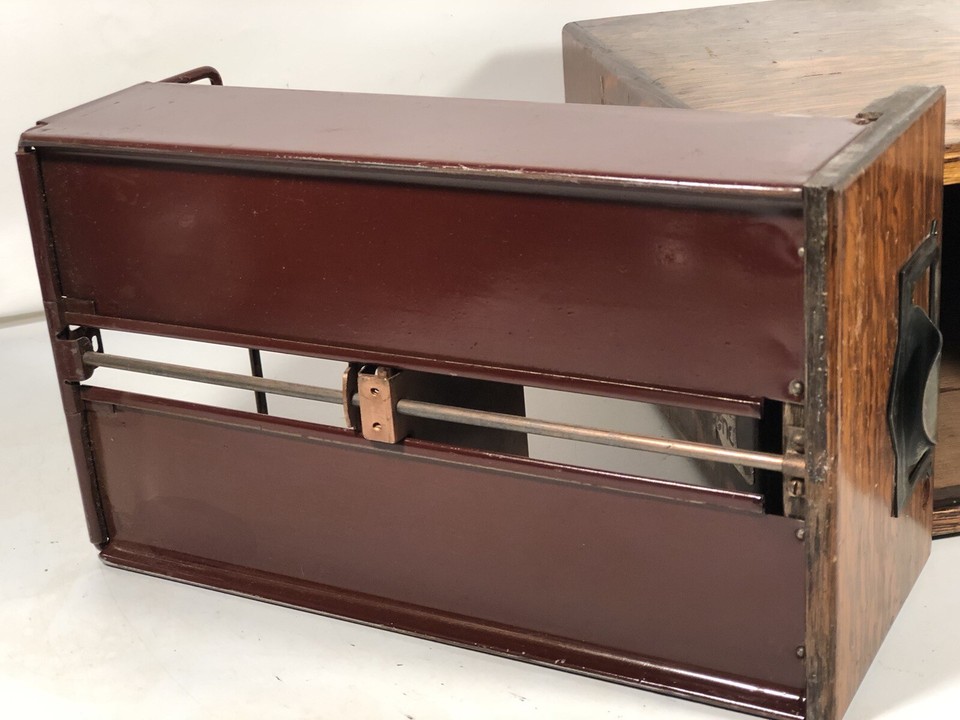 Vintage Globe Wernicke Solid Oak Index Card File Box Drawer Display ...