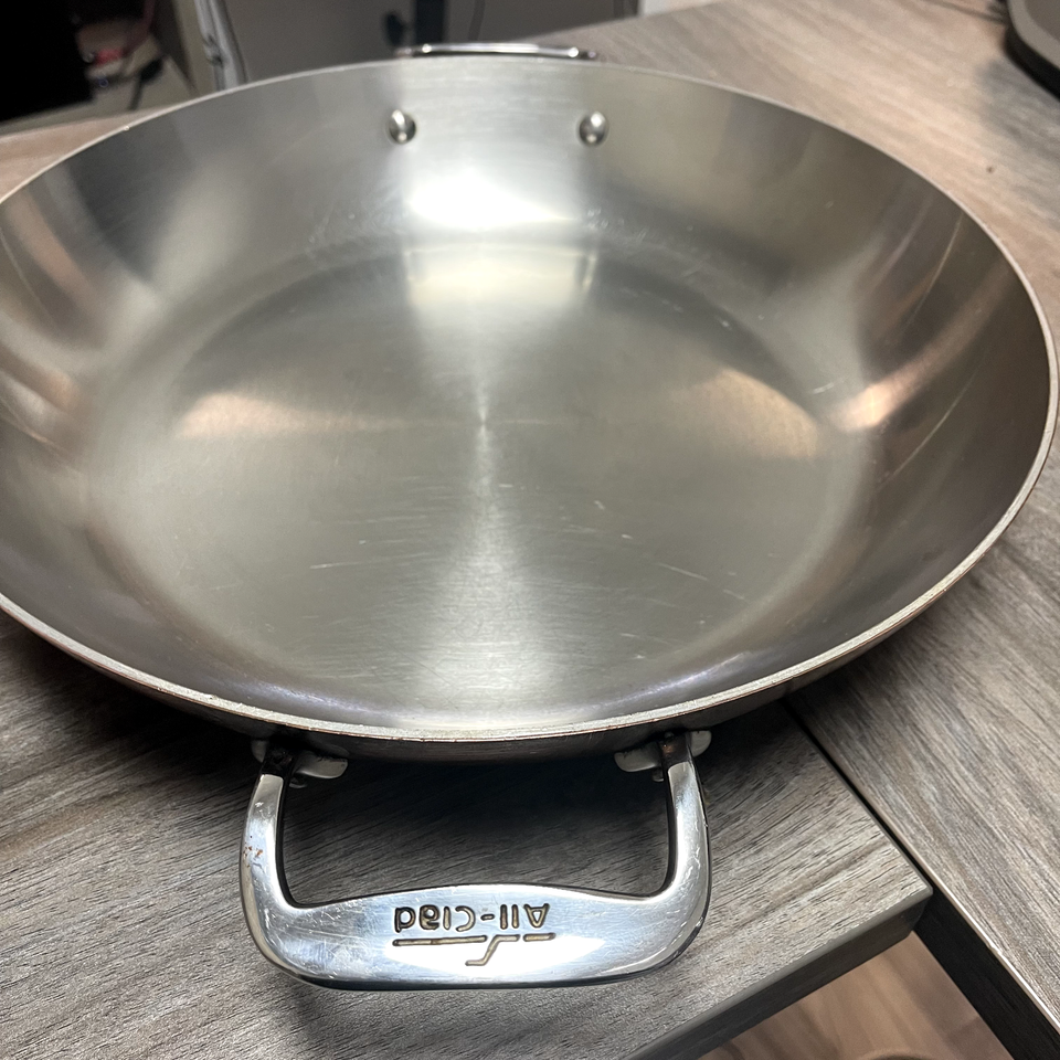 All-Clad 13 " Braiser / Paella pan - Stainless/Steel - Tri Ply Sits ...