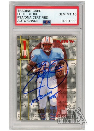 Eddie George 1996 Fleer Autograph RC Card "Heisman 1995" #155 PSA/DNA ...