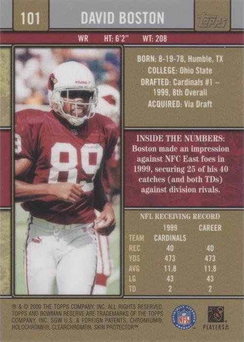 2000 Bowman Reserve David Boston #101 for sale | eBay