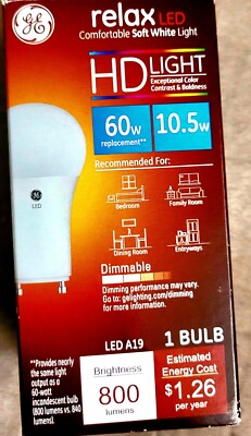 GE Relax Led Hd Light 60w 10.5 W 800 Lumens SOFT WHITE LIGHT BULB | eBay