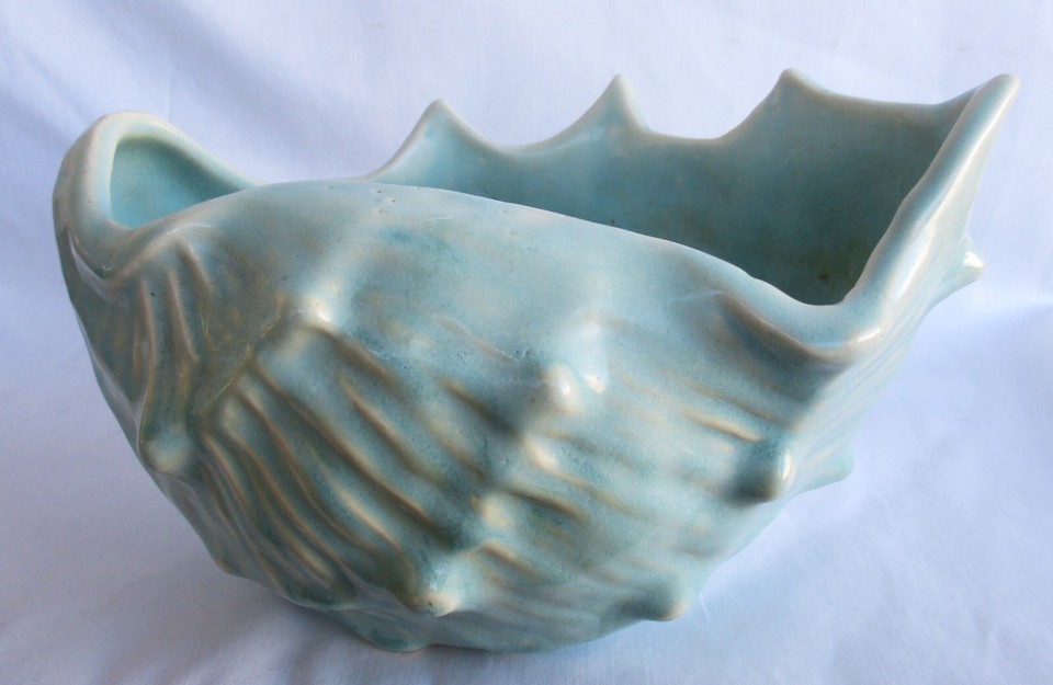 1940’s Nelson McCoy Pottery Turquoise Conch Seashell Shell Planter | eBay