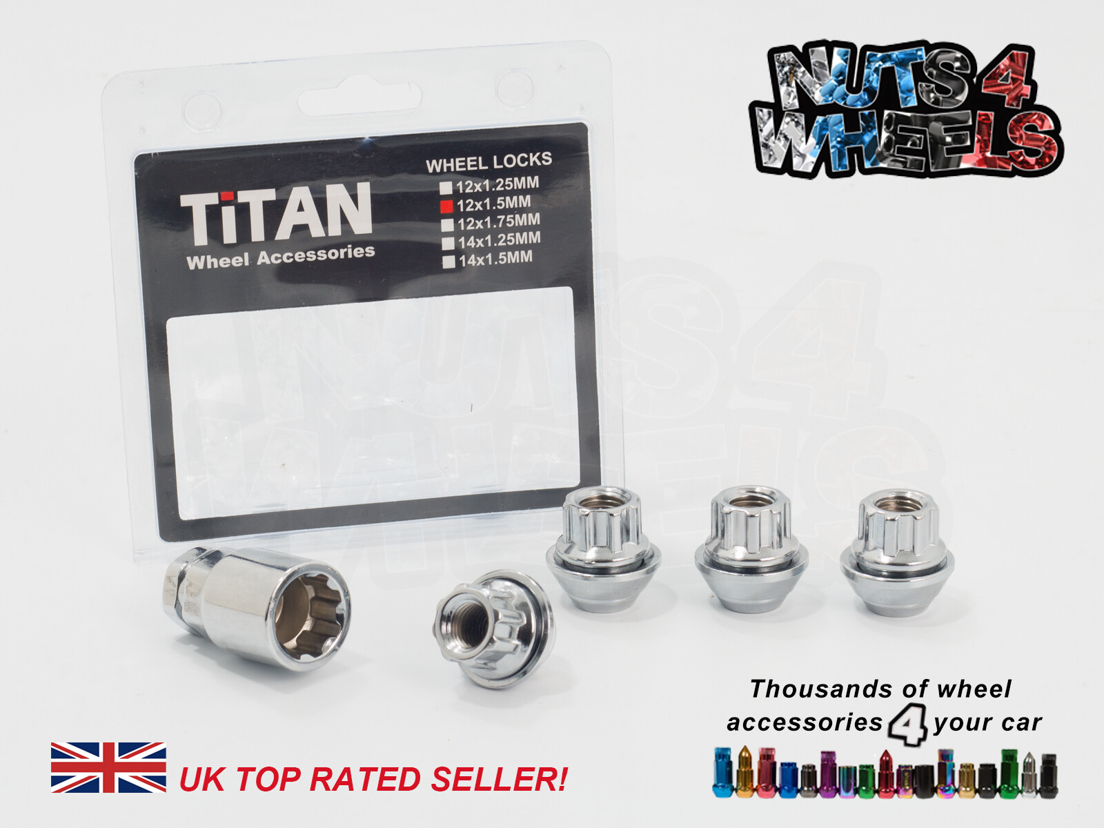 4 x Chrome Locking Wheel Nuts fits Ford Fiesta Zetec S OEM Genuine ...