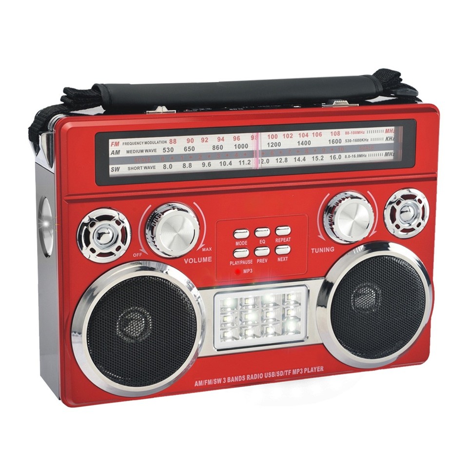 Portable Rechargeable Bluetooth Speaker Stereo + AM/FM Radio Retro ...