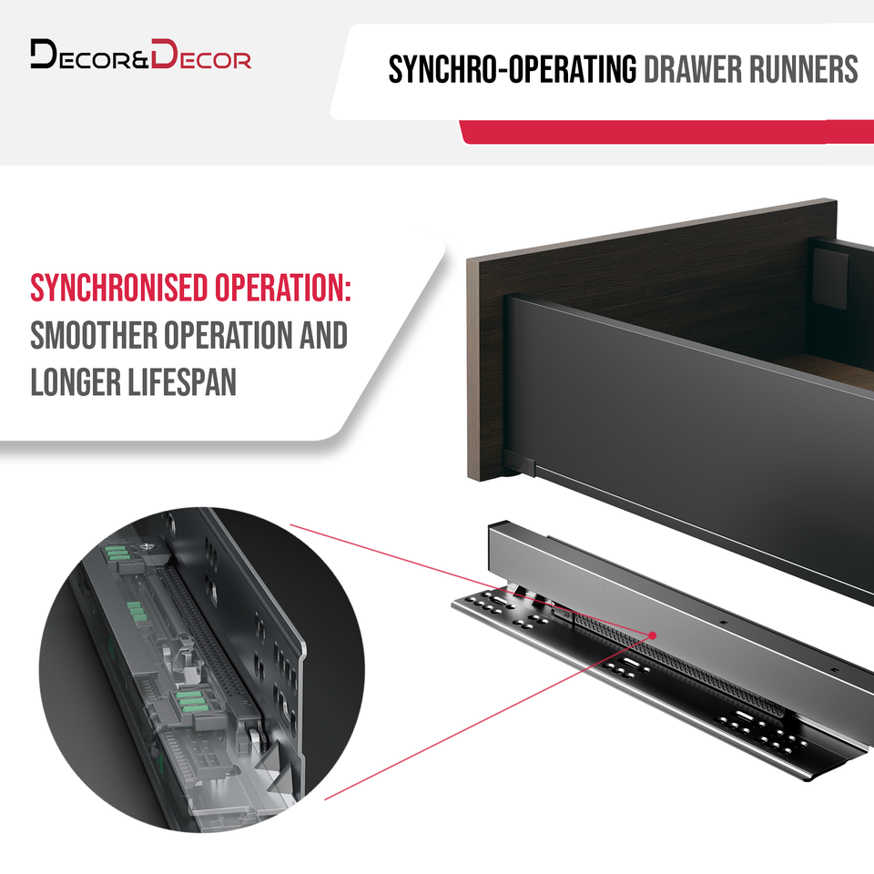 Undermount Drawer Runners Slides - Soft Close Synchronized Full ...
