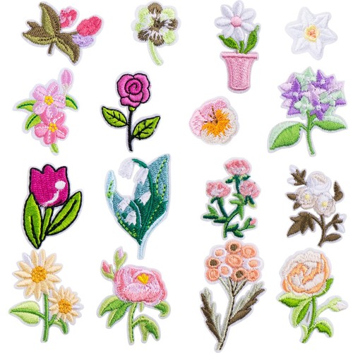 20pcs Mini Flower Iron On Patches 17 Patterns Decorative Embroidered ...