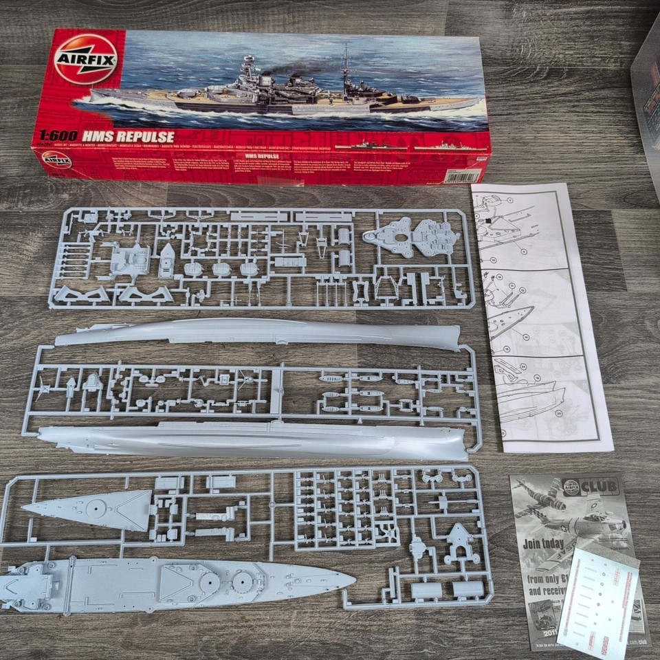 Airfix 1/600 Warship Model Bundle HMS Repulse, Iorn Duke, Bismarck ...