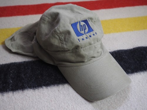 VTG 90s HP Invent Tech Computer Logo Promo Tan Silicon Dad Baseball Hat ...