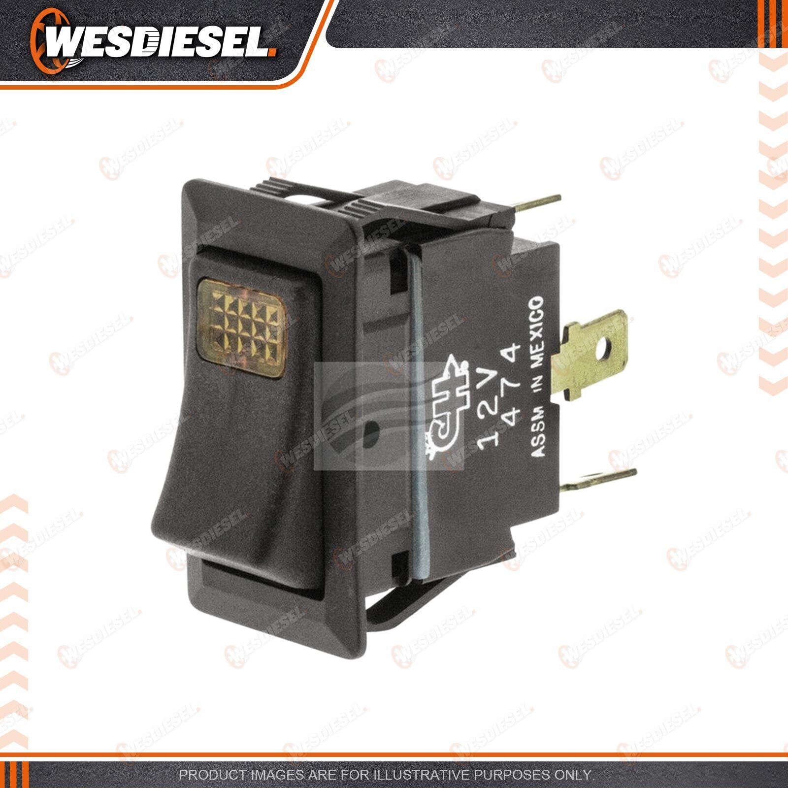 Cole Hersee 12V 25A Amber Illuminated Rocker Switch - SPST On/Off ...