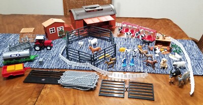 Lot Of New-Ray Barn Animals Vehicles Fencing Trailers Accessories | eBay