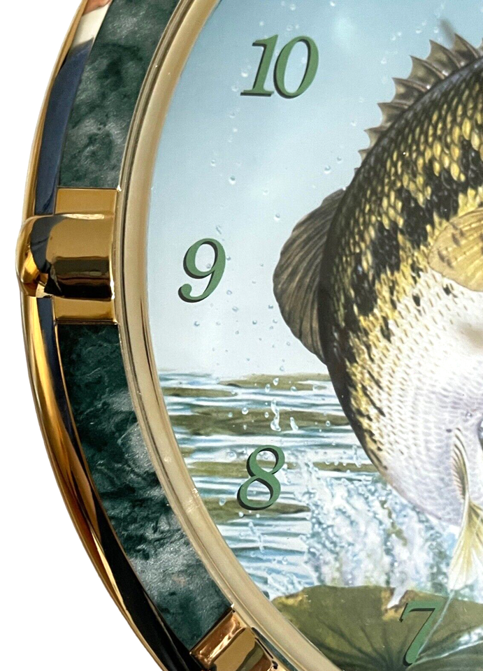 Al Agnew Leaping Bass Wall Clock 12" Shontek Quartz Largemouth Bass ...