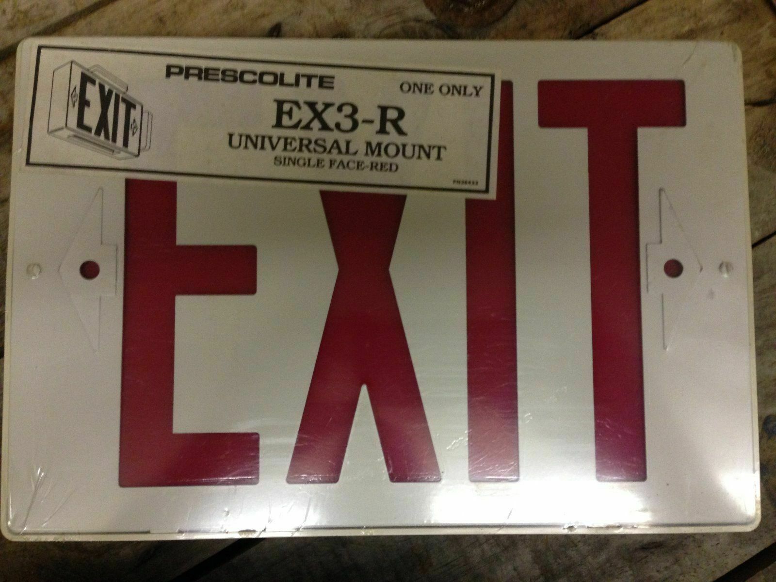 Prescolite White Exit Light EX1-R, Single Face -Red | eBay