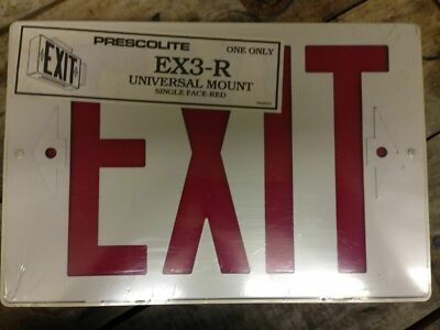 Prescolite White Exit Light EX1-R, Single Face -Red | eBay