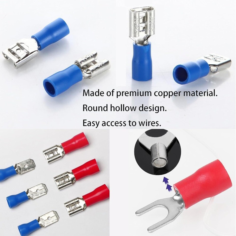 840Pcs Assorted Insulated Electrical Wire Terminals Crimp Connectors ...