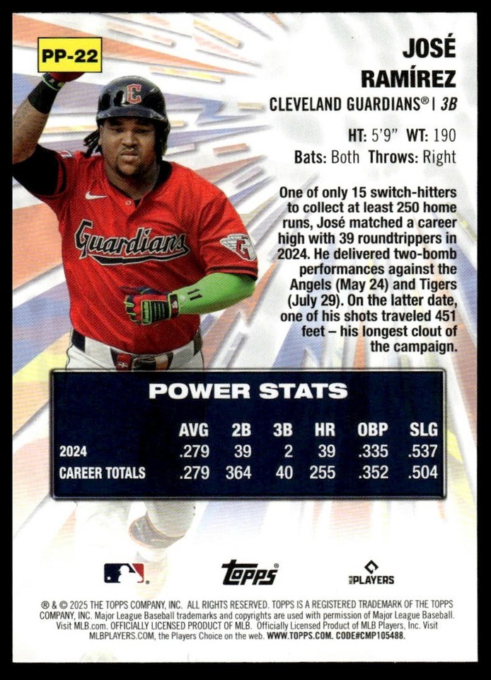 2025 Topps #PP-22 José Ramírez Power Players | eBay